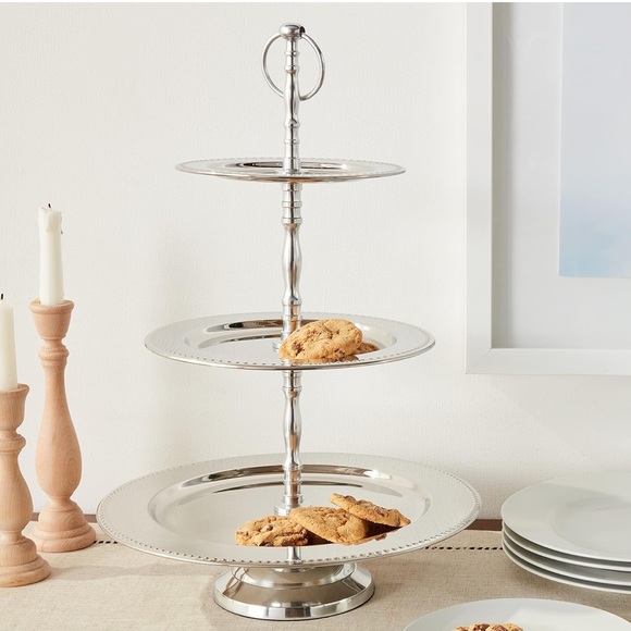 Dining | Elegance 3tier Beaded Buffet Serving Stand Silver Large | Poshmark